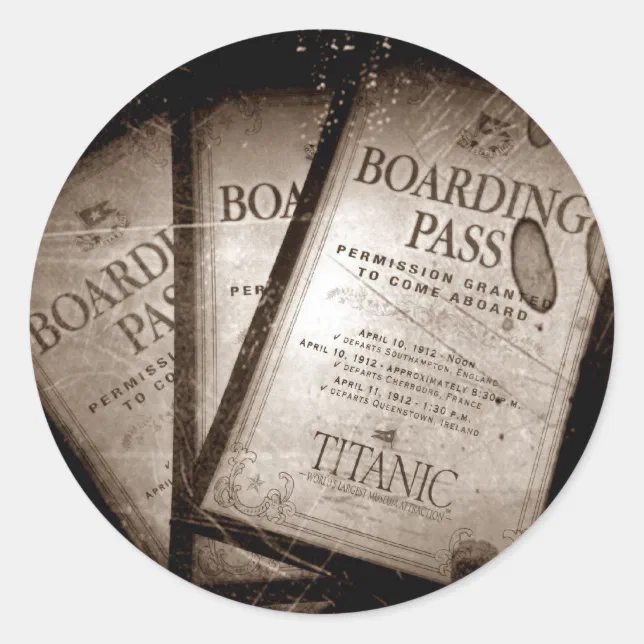 RMS Titanic Boarding Passes Classic Round Sticker | Zazzle