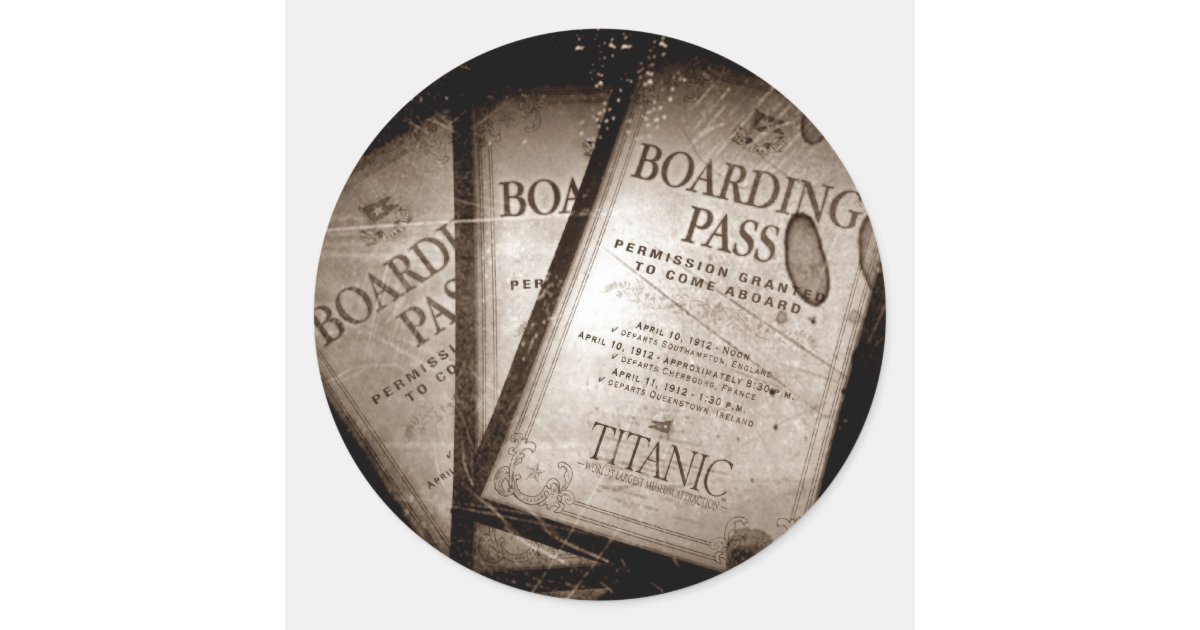RMS Titanic Boarding Passes Classic Round Sticker | Zazzle