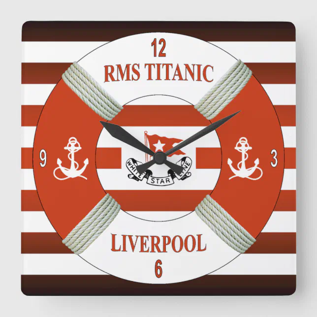 RMS Titanic ~ Liverpool ~ Southampton ~ New York Square Wall Clock | Zazzle