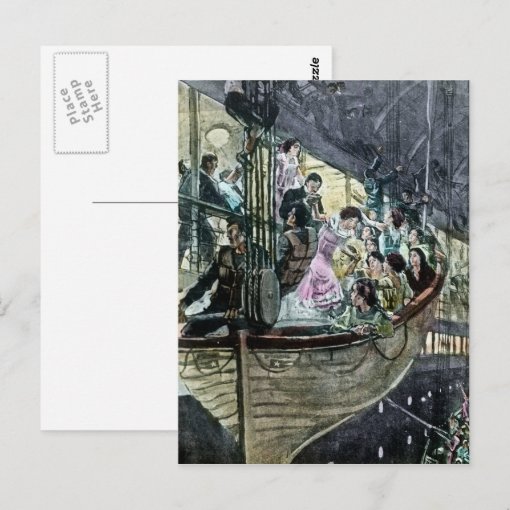 RMS Titanic Panic on Deck Rush for the Lifeboats Postcard | Zazzle