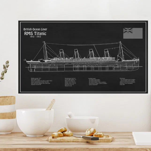 RMS Titanic Ship Blueprint Plans PBD Poster | Zazzle