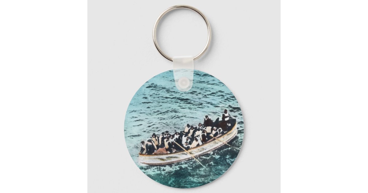 RMS Titanic Survivors in Lifeboats Vintage Keychain | Zazzle