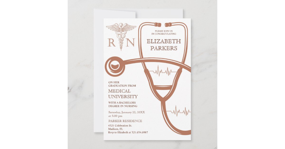 RN BSN Modern Nursing Graduation Party Invitation | Zazzle