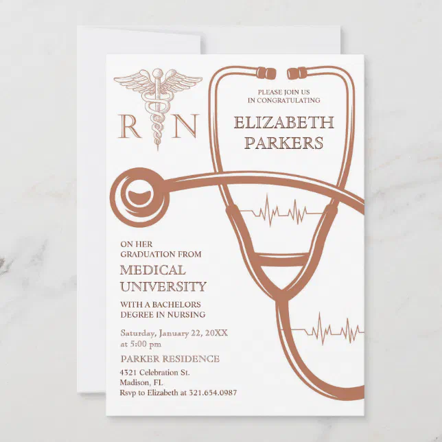 RN BSN Modern Nursing Graduation Party Invitation | Zazzle