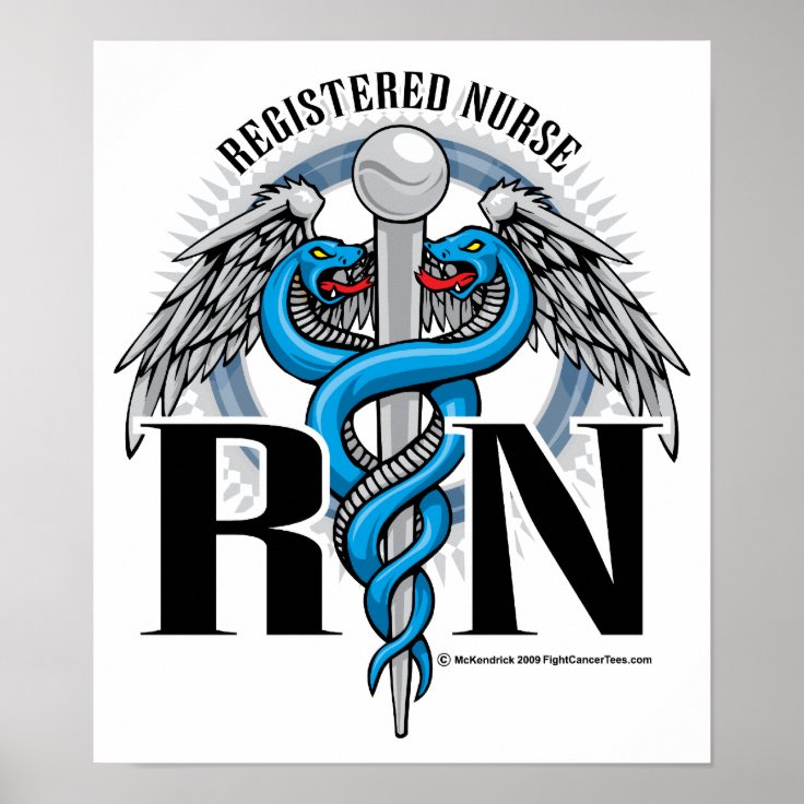 RN Caduceus Blue Poster | Zazzle