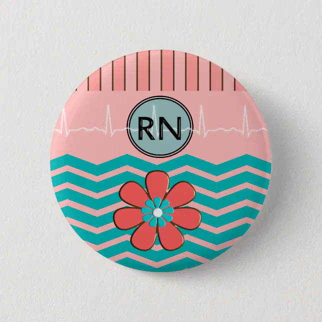 RN Chevron Pattern Pink and Blue Pinback Button | Zazzle