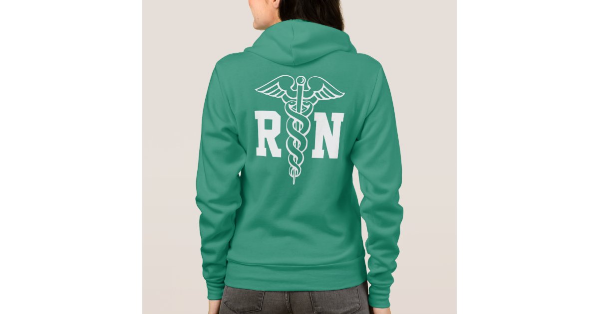 RN nurse zipped hoodie with caduceus symbol | Zazzle.com