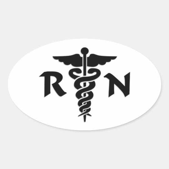 RN Nurses Medical Symbol Oval Sticker | Zazzle.com