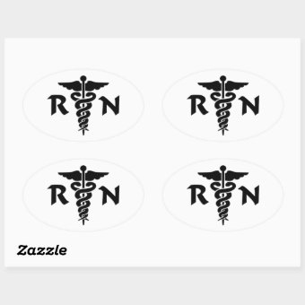 RN Nurses Medical Symbol Oval Sticker | Zazzle