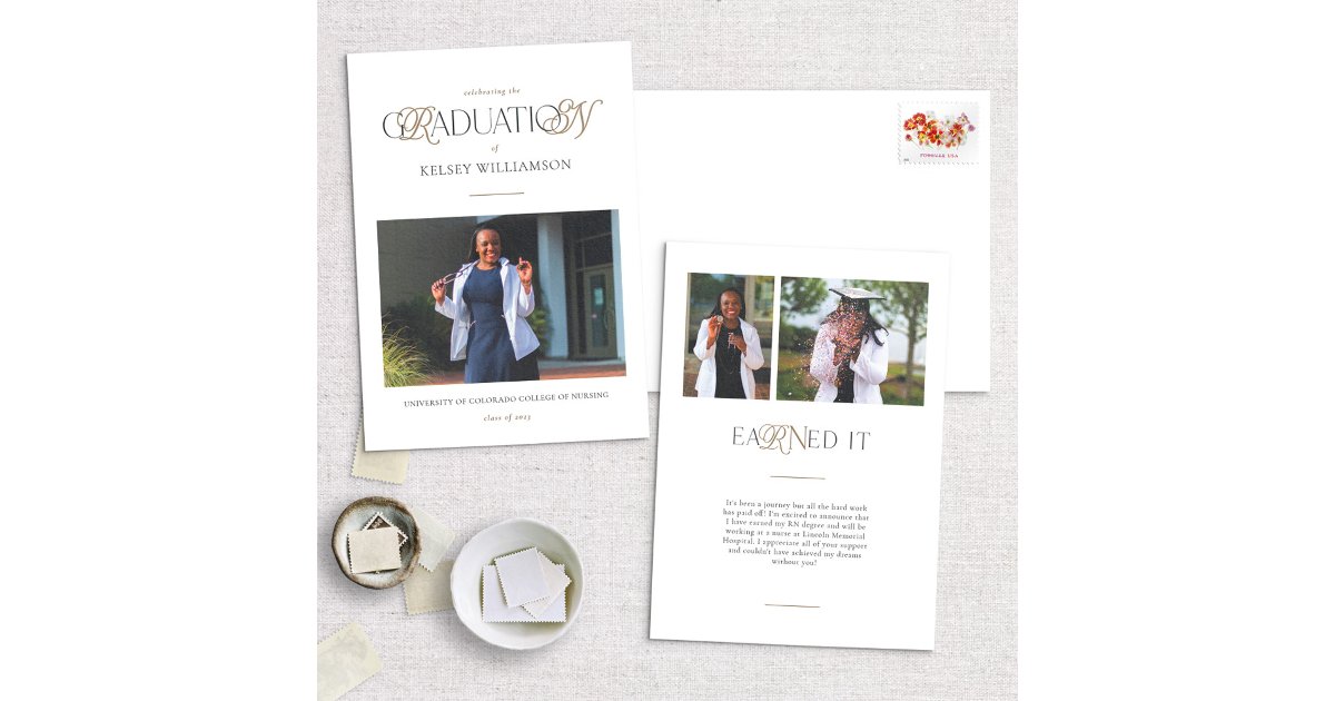 RN Nursing Degree Graduation Announcement Card | Zazzle
