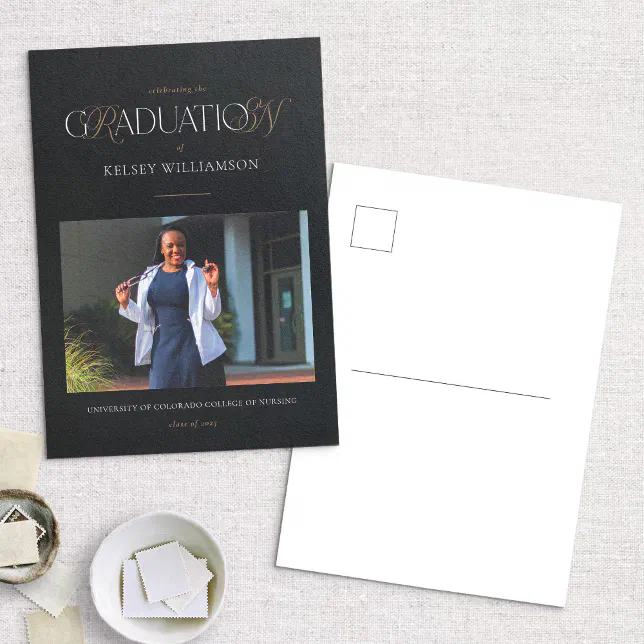 RN Nursing Degree Photo Graduation Announcement Postcard | Zazzle