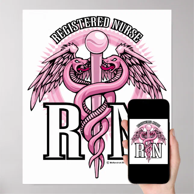 RN Pink Caduceus Poster | Zazzle