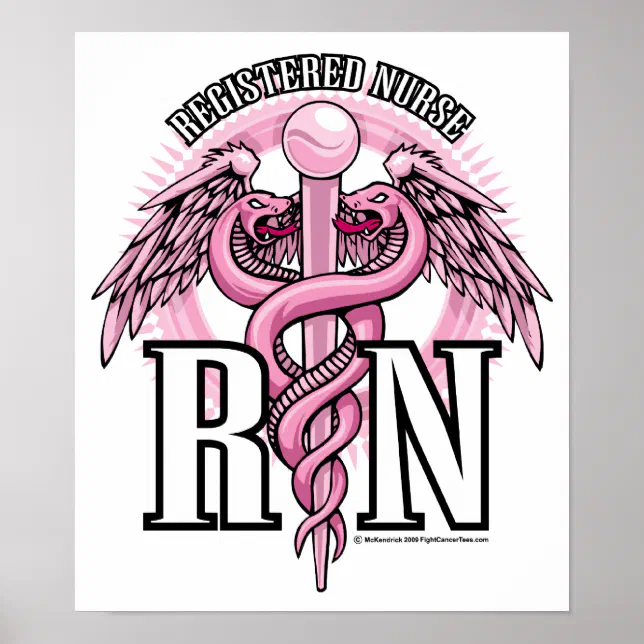RN Pink Caduceus Poster | Zazzle