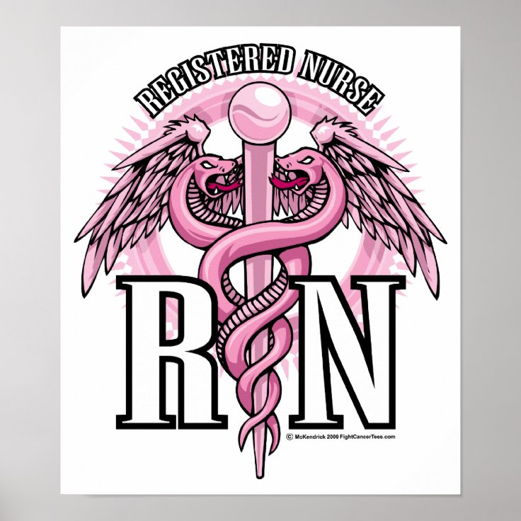 RN Pink Caduceus Poster | Zazzle