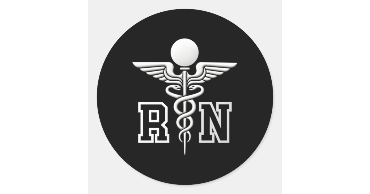 Rn Registered Nurse Caduceus Medical Symbol Classic Round Sticker | Zazzle