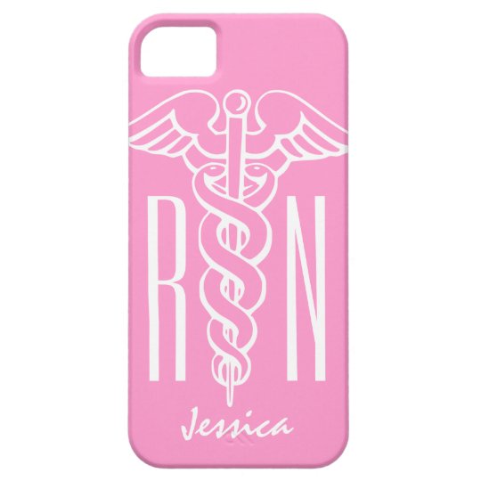 RN Registered Nurse iPhone case | Pink caduceus | Zazzle.com