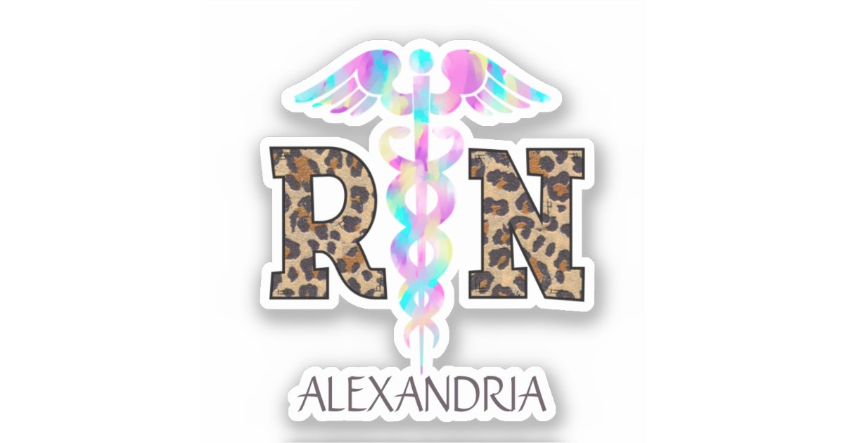 RN, Registered Nurse Leopard Sticker | Zazzle