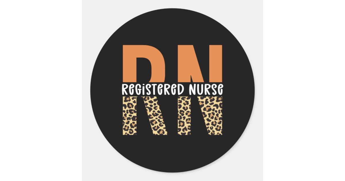 RN Registered Nurse Leopard Typography Classic Round Sticker | Zazzle