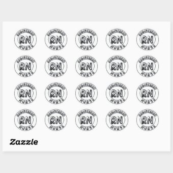 RN REGISTERED NURSE LOGO BADGE CLASSIC ROUND STICKER | Zazzle