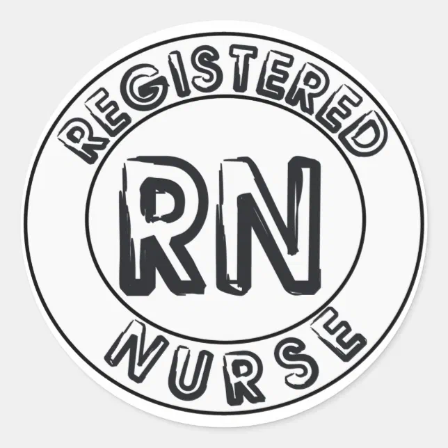 RN REGISTERED NURSE LOGO BADGE CLASSIC ROUND STICKER | Zazzle