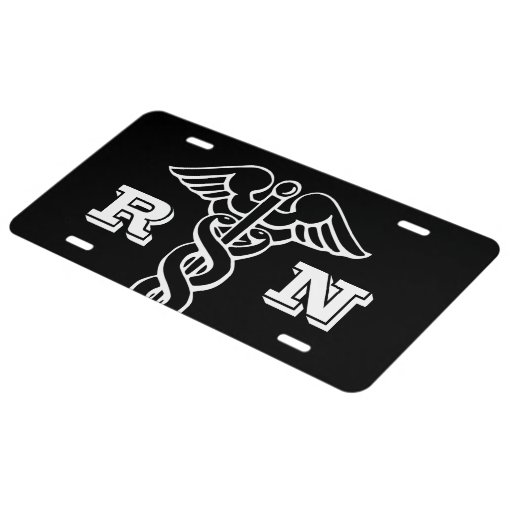 RN registered nurse medical caduceus symbol License Plate | Zazzle