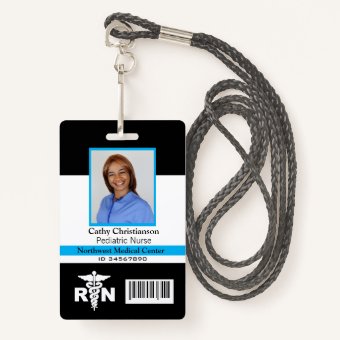 RN Registered Nurse Name Photo Badge Scanner Code | Zazzle