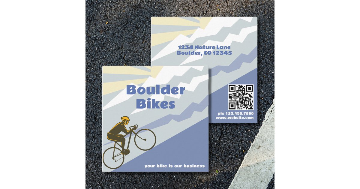 Road Bike - Bike Shop - Bike Repair QR Code Square Business Card | Zazzle