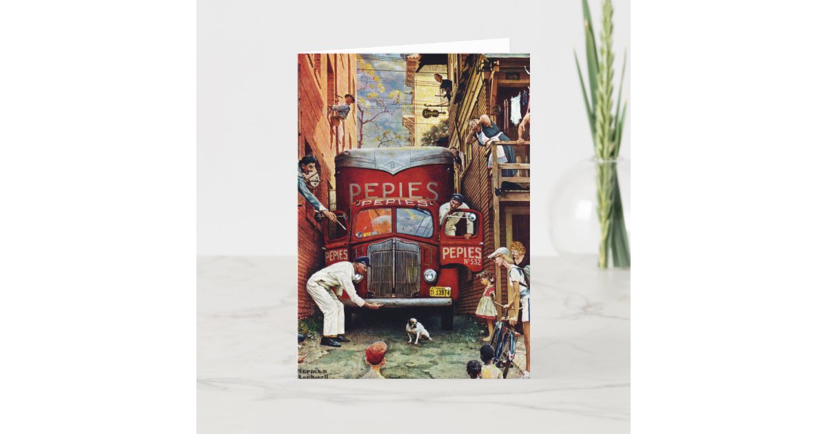 Road Block by Norman Rockwell Card | Zazzle