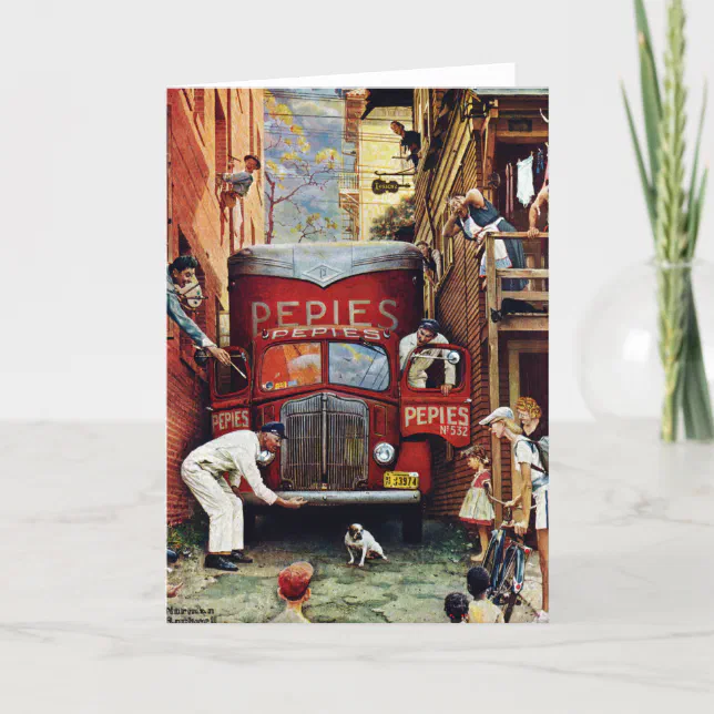 Road Block by Norman Rockwell Card | Zazzle