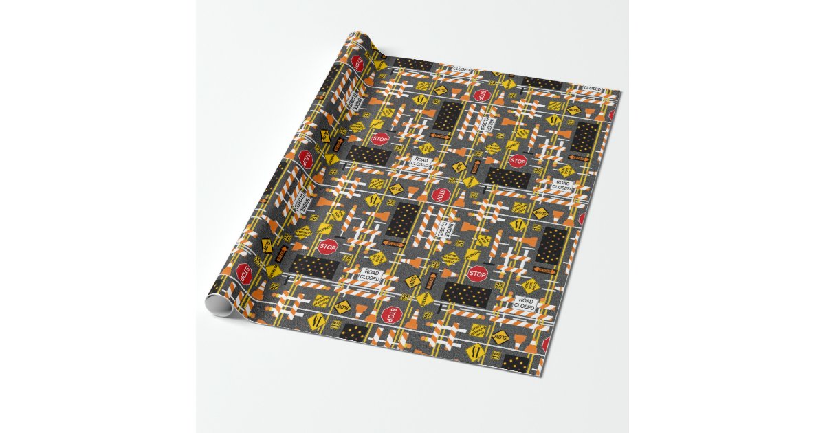Road Construction Signs Wrapping Paper | Zazzle