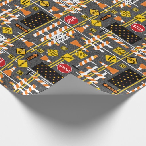 Road Construction Signs Wrapping Paper | Zazzle