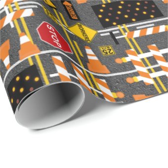 Road Construction Signs Wrapping Paper | Zazzle