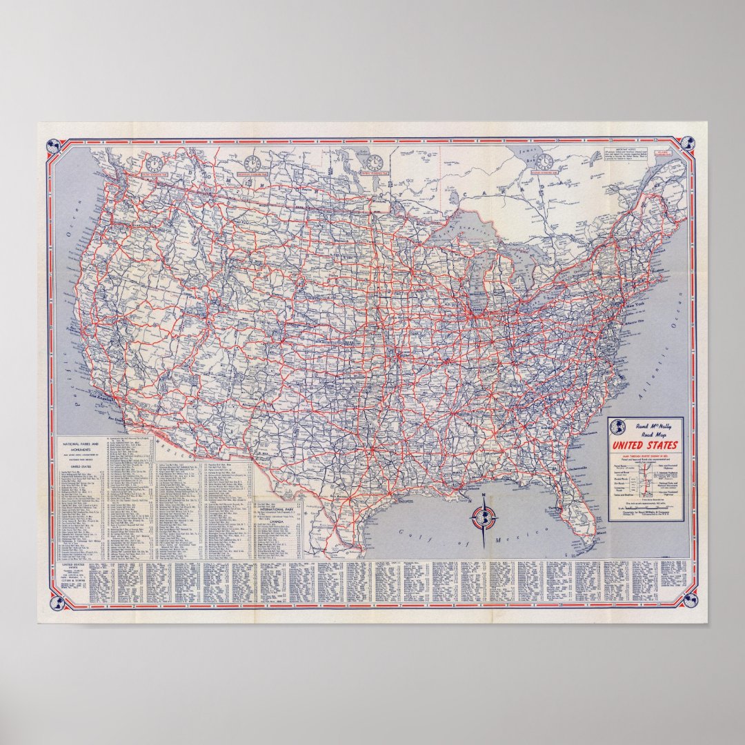 Road map United States Poster | Zazzle