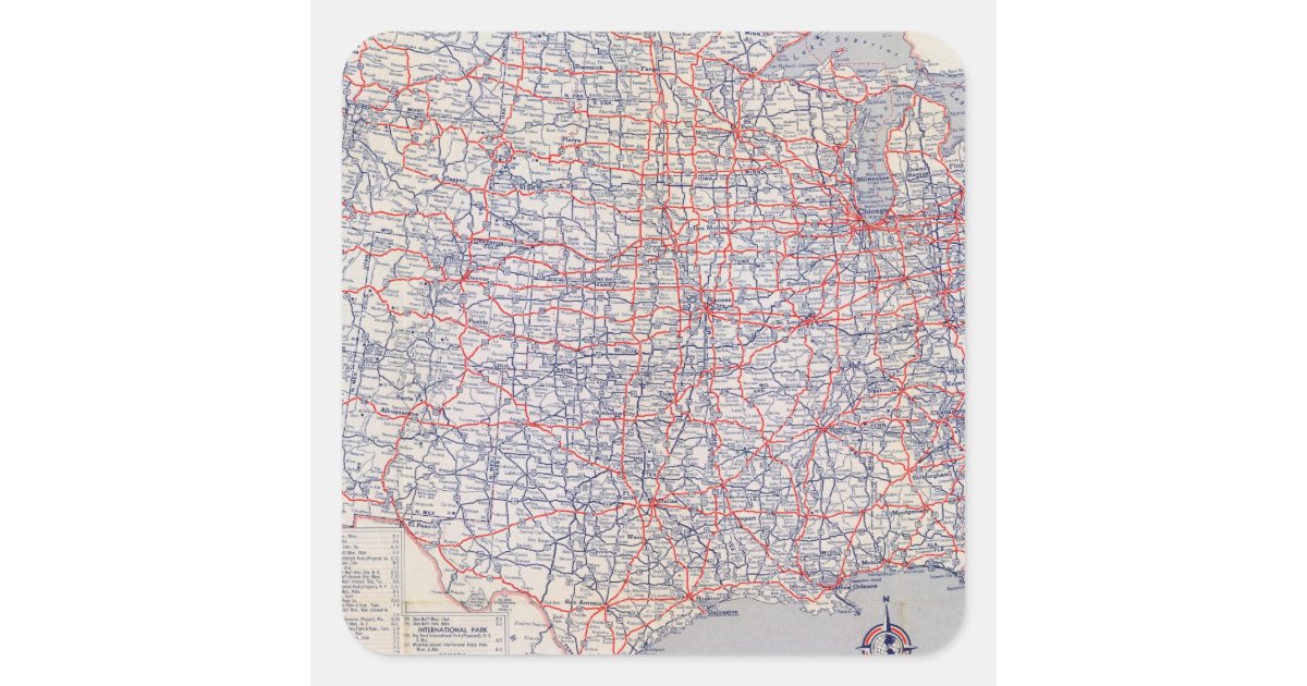 Road map United States Square Sticker | Zazzle