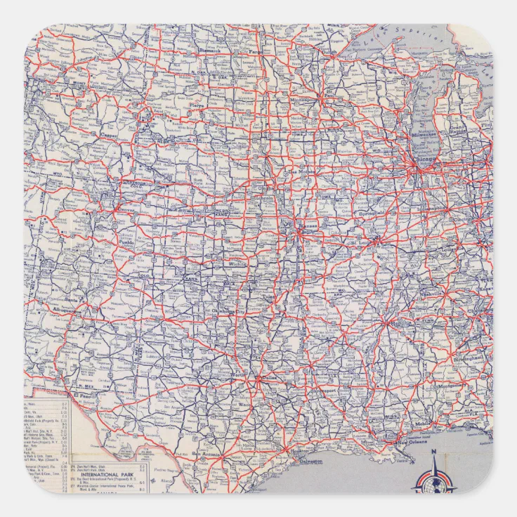 Road map United States Square Sticker | Zazzle