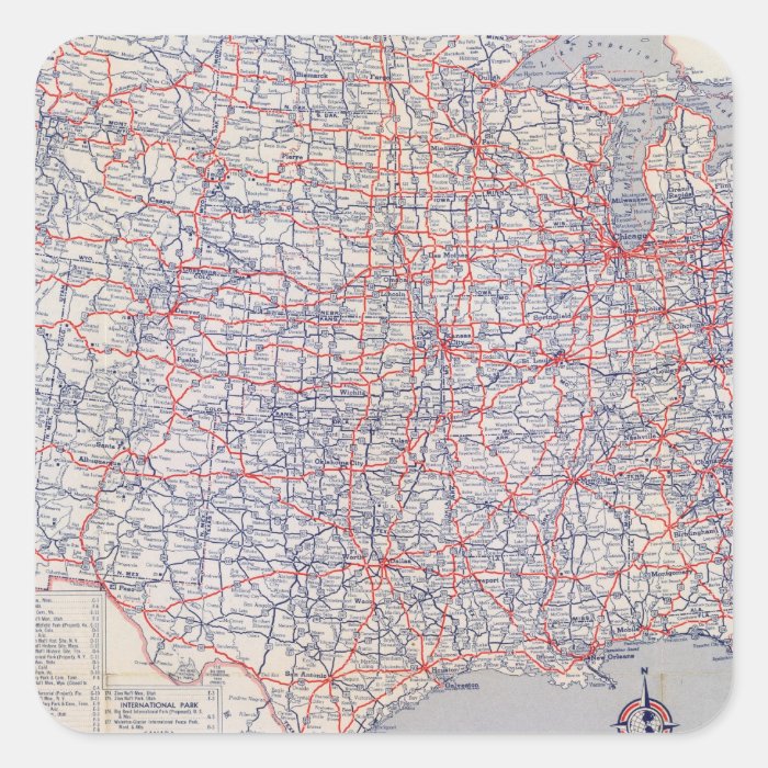 Road map United States Square Sticker | Zazzle