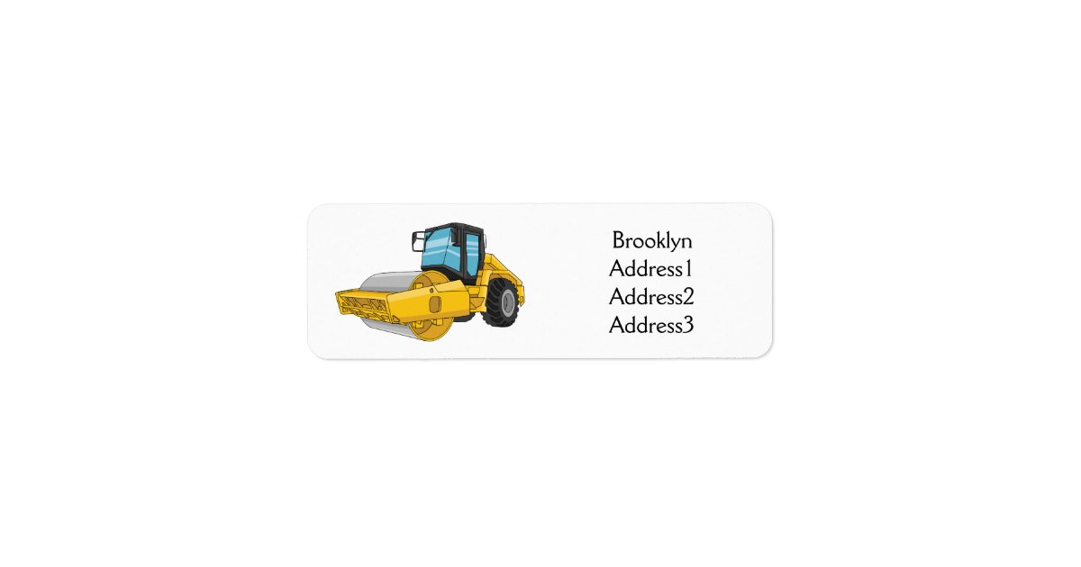 Road roller cartoon illustration label | Zazzle