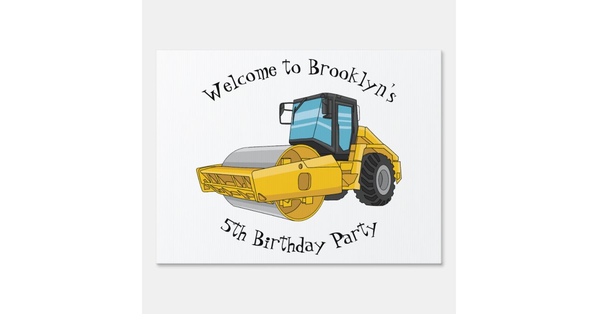 Road roller cartoon illustration sign | Zazzle