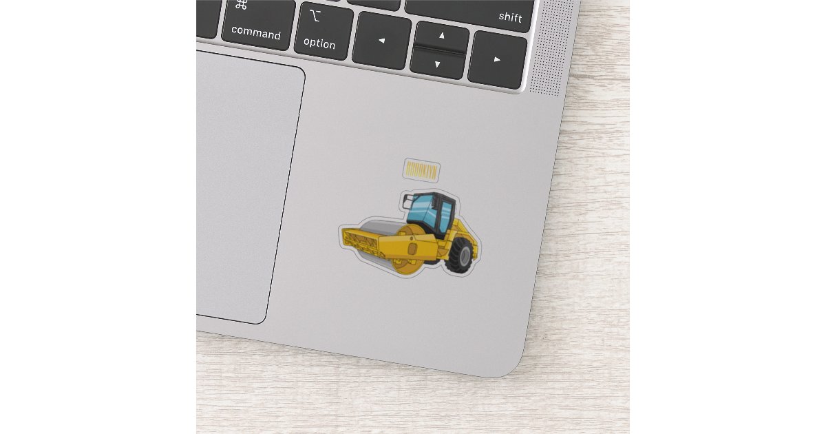 Road roller cartoon illustration sticker | Zazzle