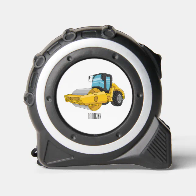 Road roller cartoon illustration tape measure | Zazzle