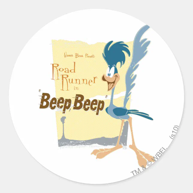 ROAD RUNNER™ BEEP BEEP!™ CLASSIC ROUND STICKER | Zazzle
