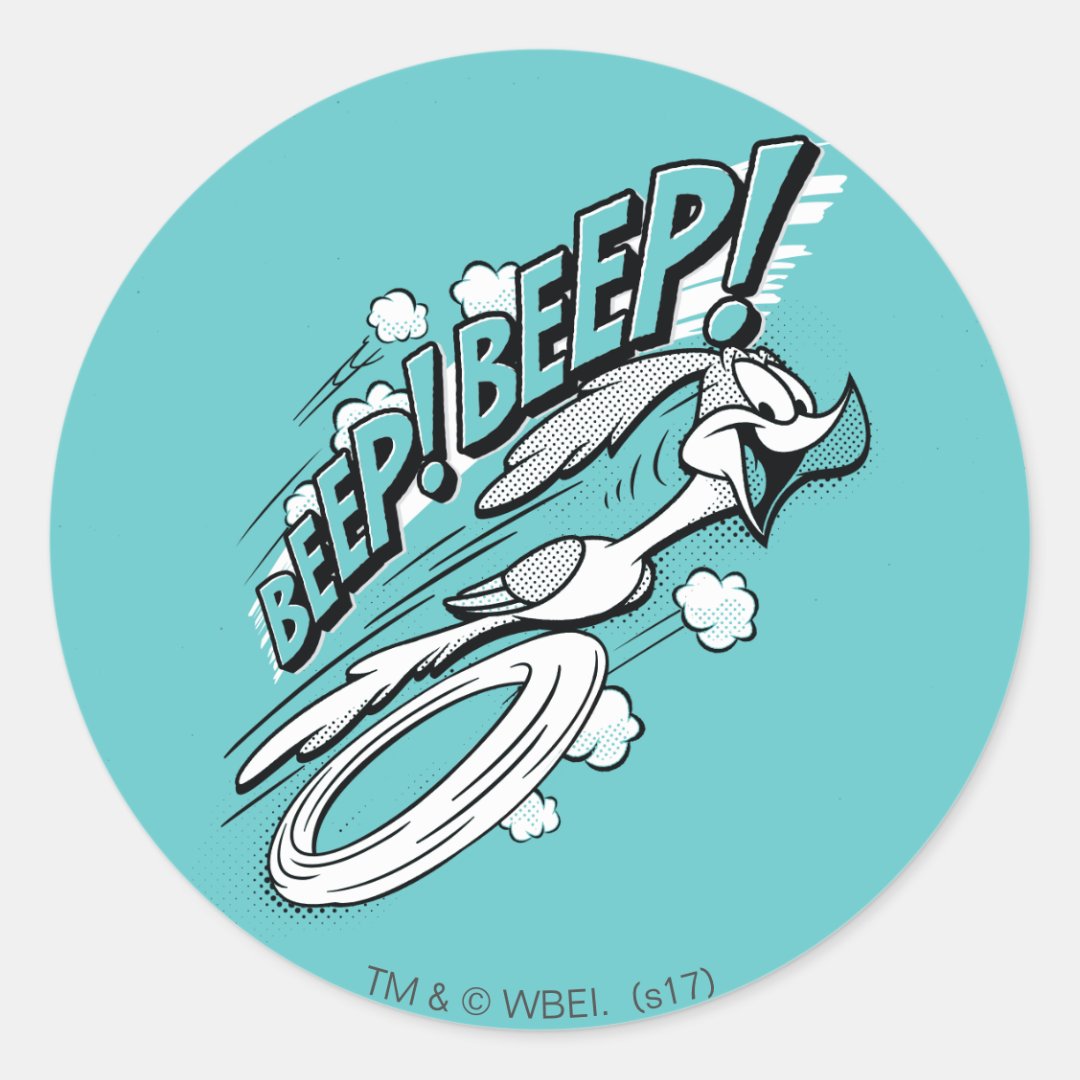 ROAD RUNNER™ BEEP BEEP!™ Halftone Classic Round Sticker | Zazzle