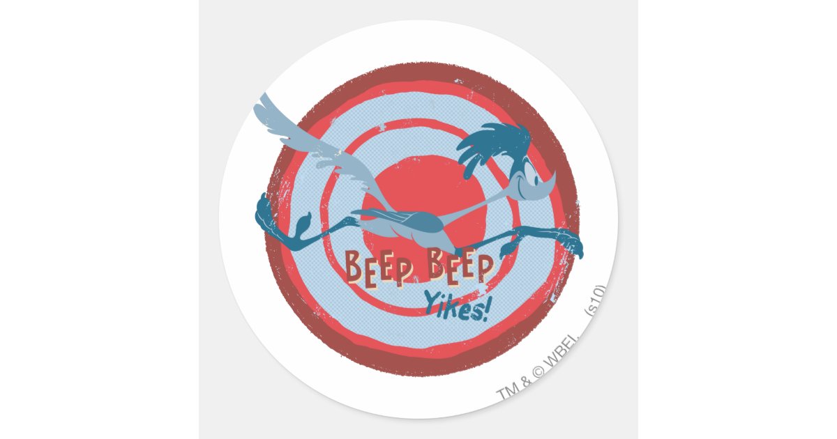 ROAD RUNNER™ BEEP BEEP!™ Yikes! Classic Round Sticker | Zazzle