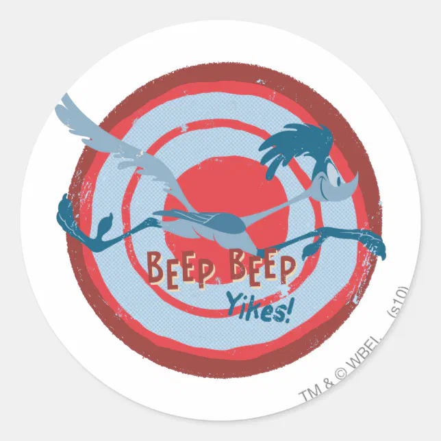 ROAD RUNNER™ BEEP BEEP!™ Yikes! Classic Round Sticker | Zazzle