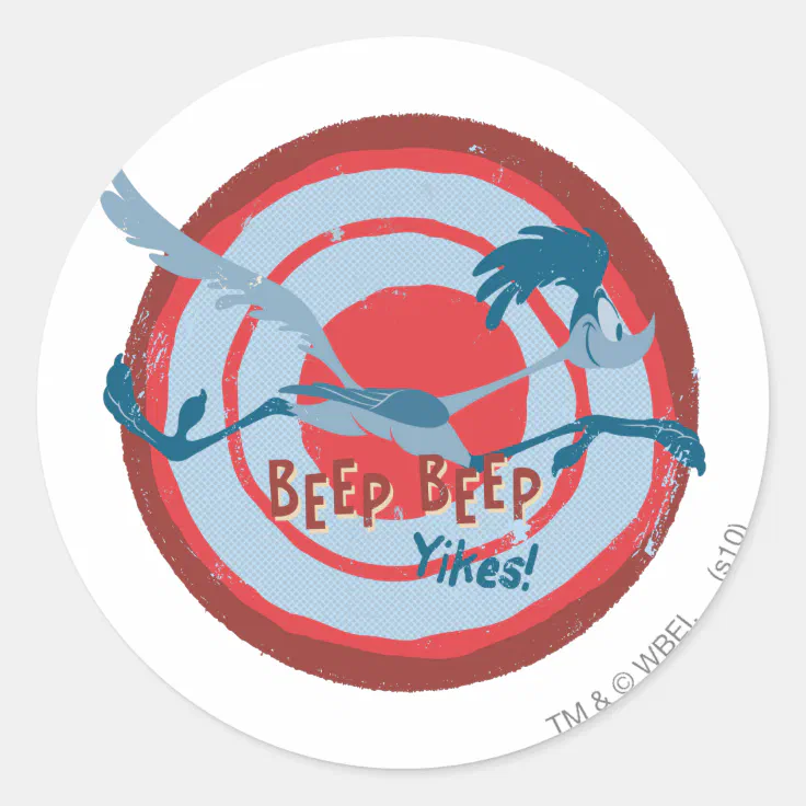 ROAD RUNNER™ BEEP BEEP!™ Yikes! Classic Round Sticker | Zazzle