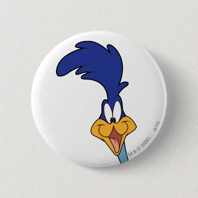 ROAD RUNNER™ Face Pinback Button | Zazzle