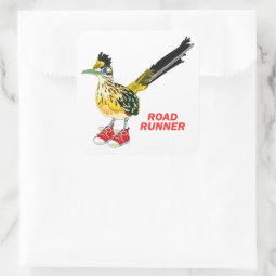 Road Runner in Red Sneakers Square Sticker | Zazzle