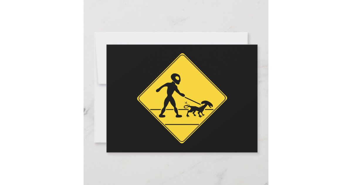 Road Sign- Alien Crossing Invitation | Zazzle