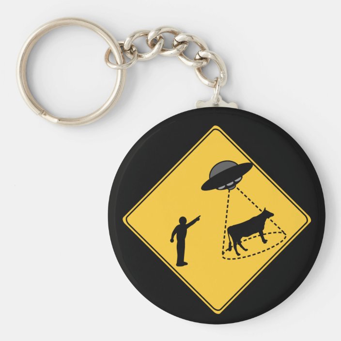 Road Sign- Cow and UFO Keychain | Zazzle.com