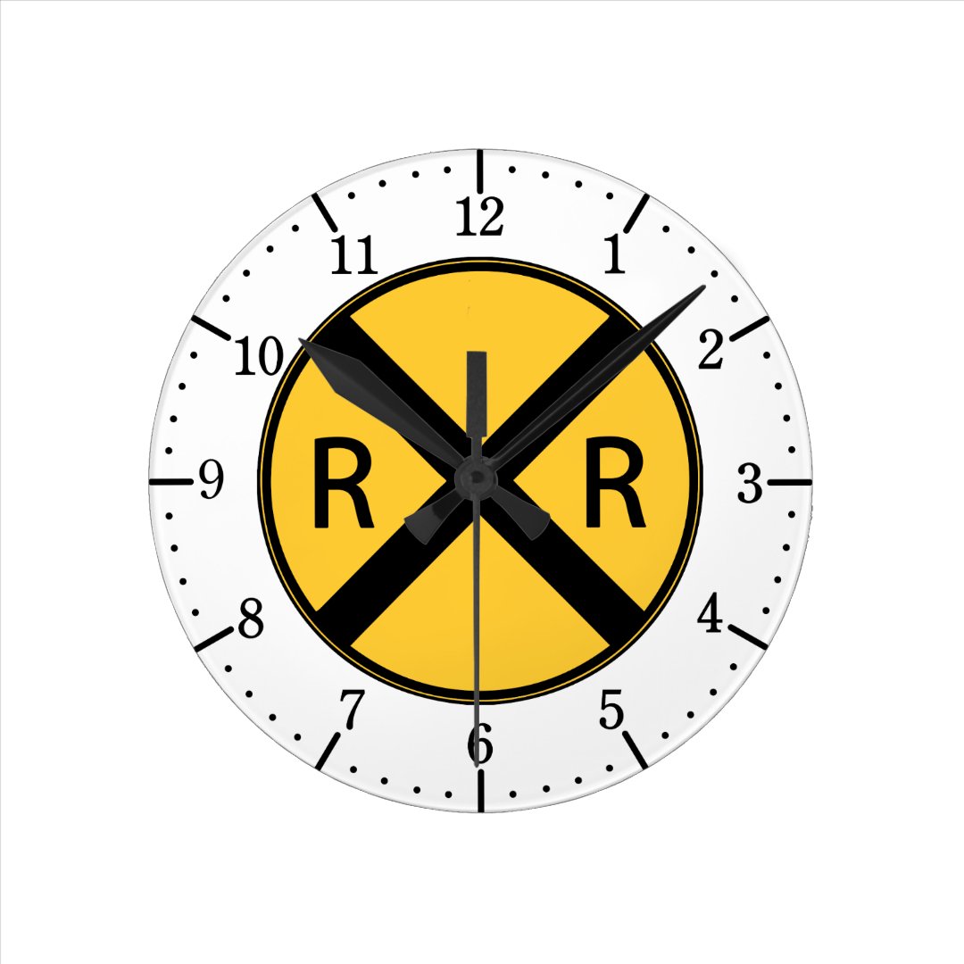 Road Sign Railroad Road Crossing Round Clock | Zazzle